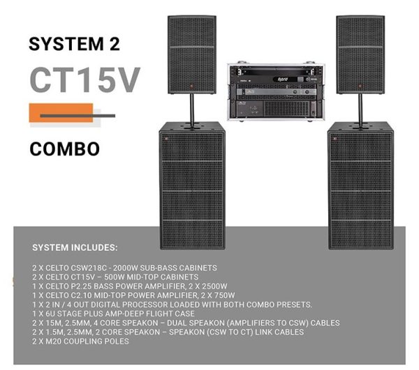 Celto Acoustique System 2 CT15V/CSW218C - Speaker Combo - DJ Mix Club